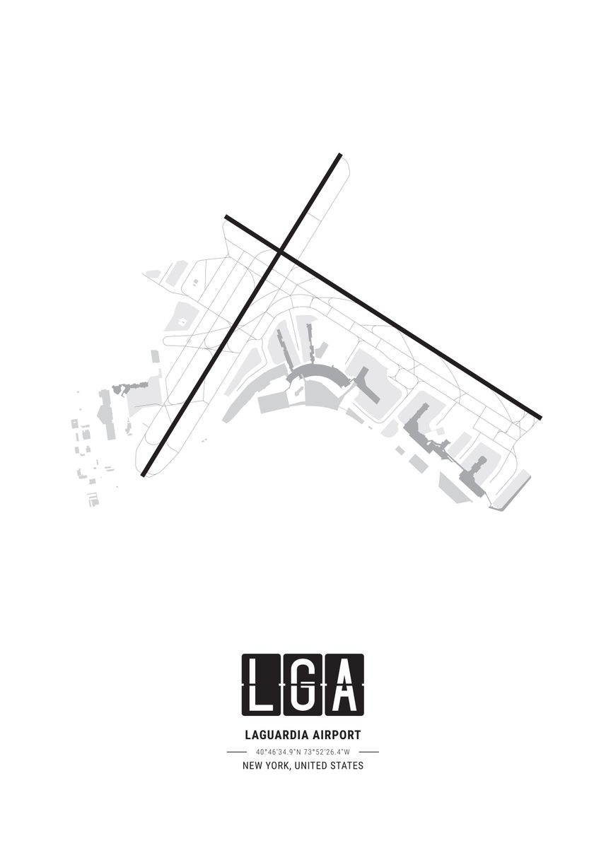 'LaGuardia Airport Map' Poster, picture, metal print, paint by ...