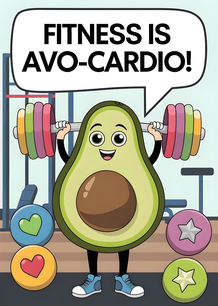 'Fitness Is Avo-Cardio: For the Love of Avocados and Gains' Poster ...