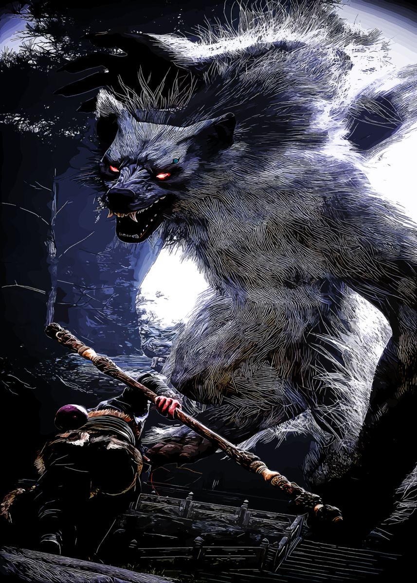 'Wolf Boss Fight' Poster, picture, metal print, paint by Lapupa | Displate