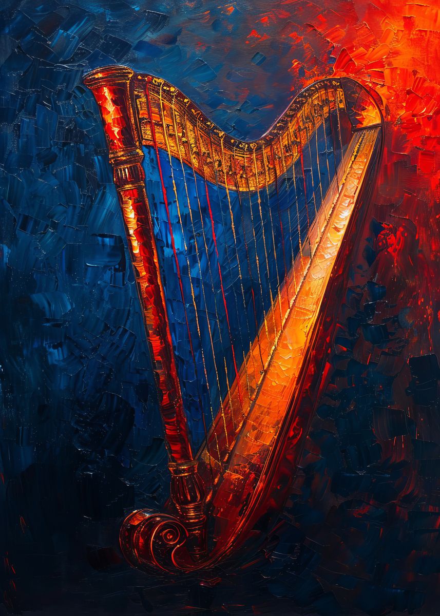 'Harp Painting' Poster, picture, metal print, paint by Henning Seiffert ...
