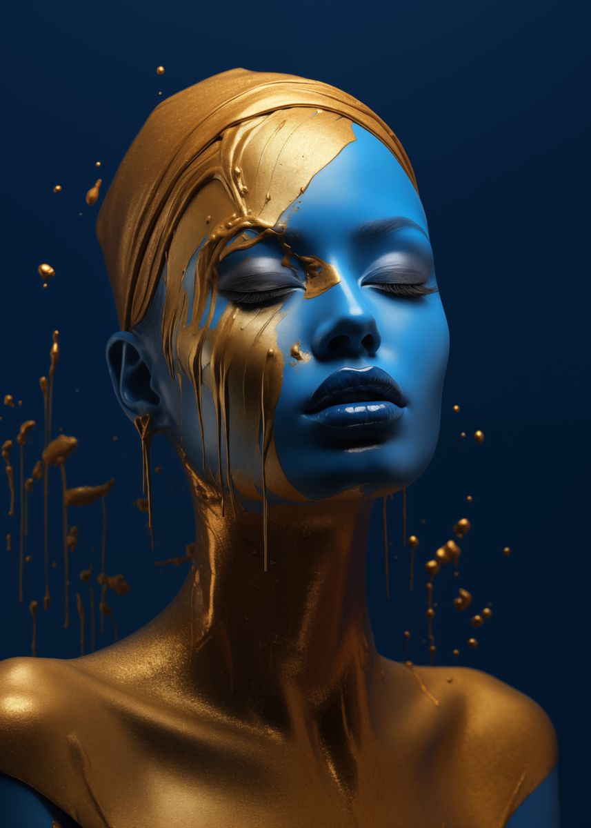 'Golden Dripping Beauty' Poster, picture, metal print, paint by Michael ...