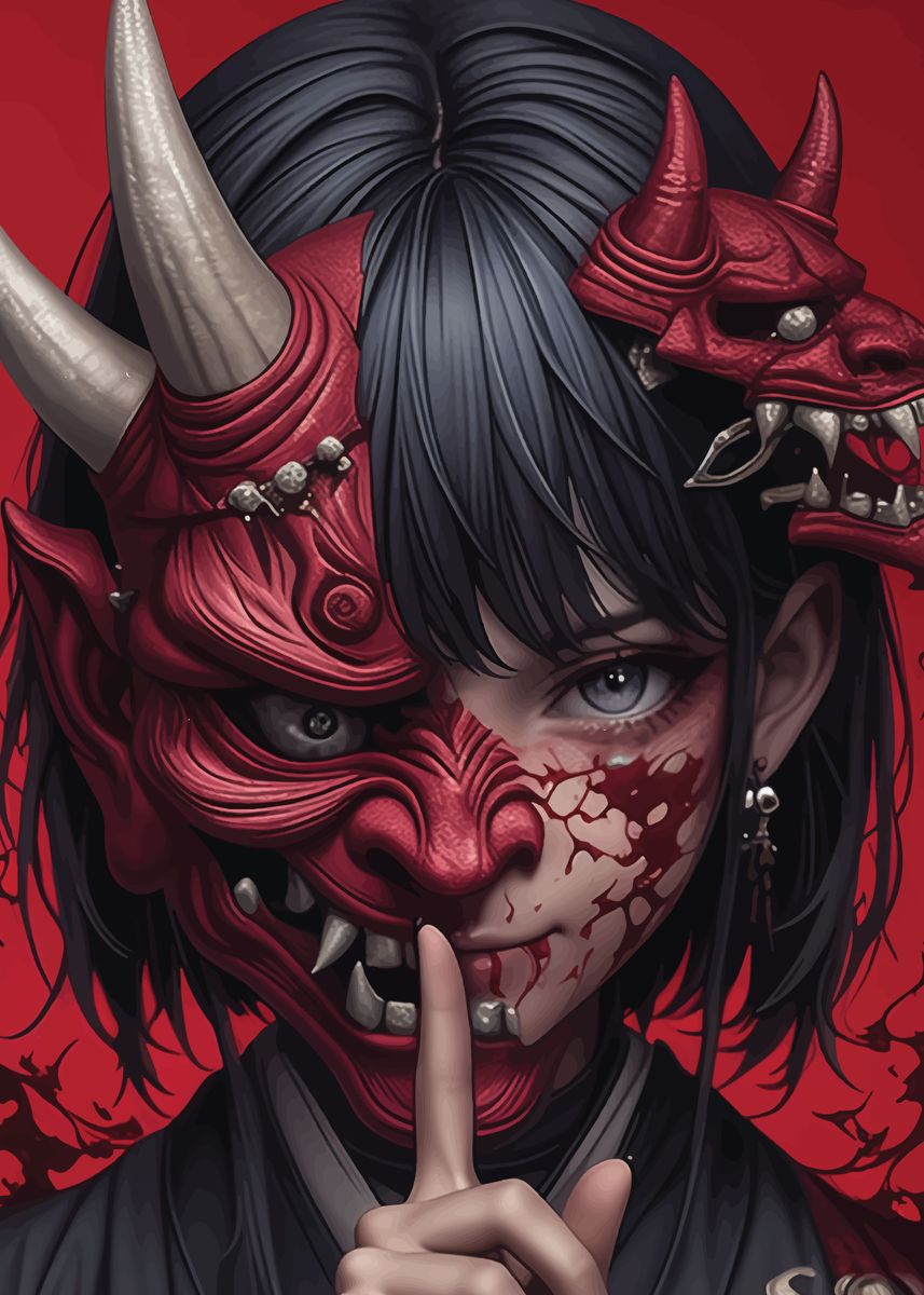 'Demon Mask Girl' Poster, picture, metal print, paint by nguyenfan19 ...