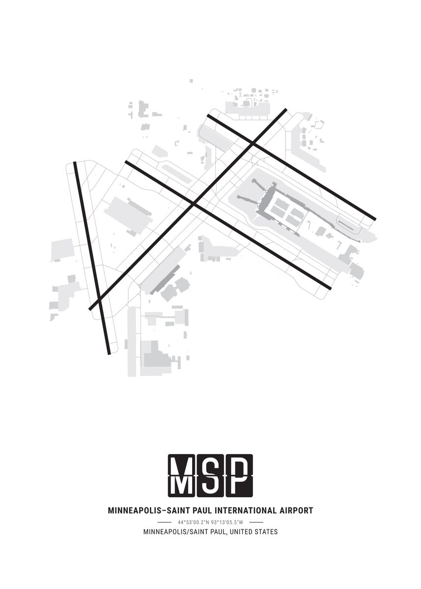 'Minneapolis-Saint Paul Airport Layout' Poster, picture, metal print ...