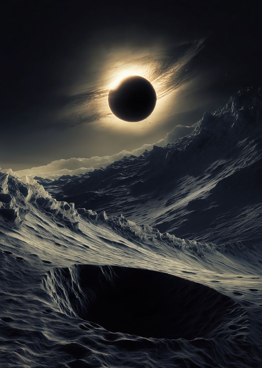 'Solar Eclipse Over Alien Landscape' Poster, picture, metal print ...