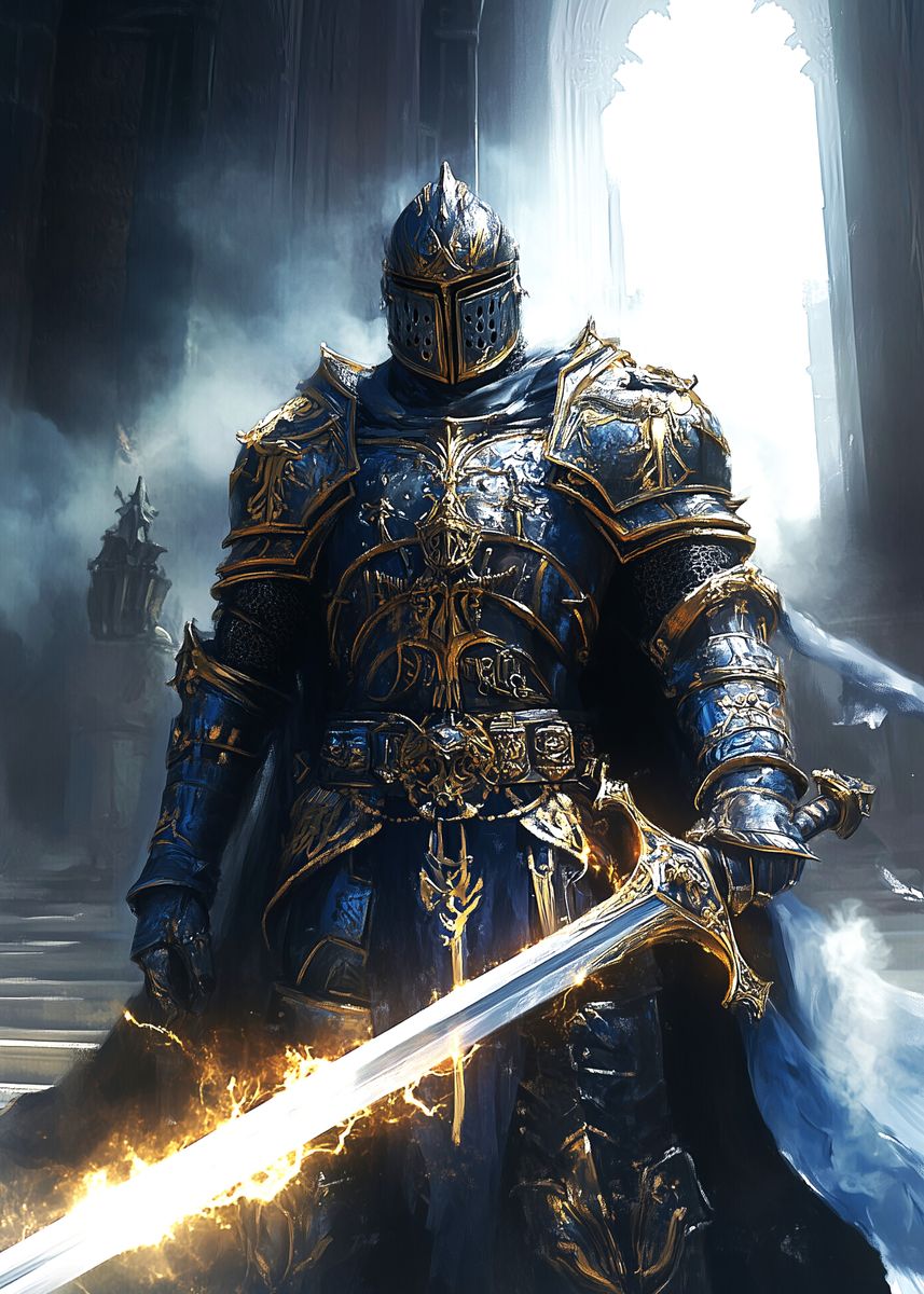 'Golden Knight' Poster, picture, metal print, paint by ZACKSTAR | Displate