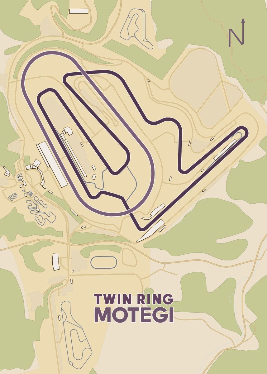 'Twin Ring Motegi Race Track Map' Poster, picture, metal print, paint ...