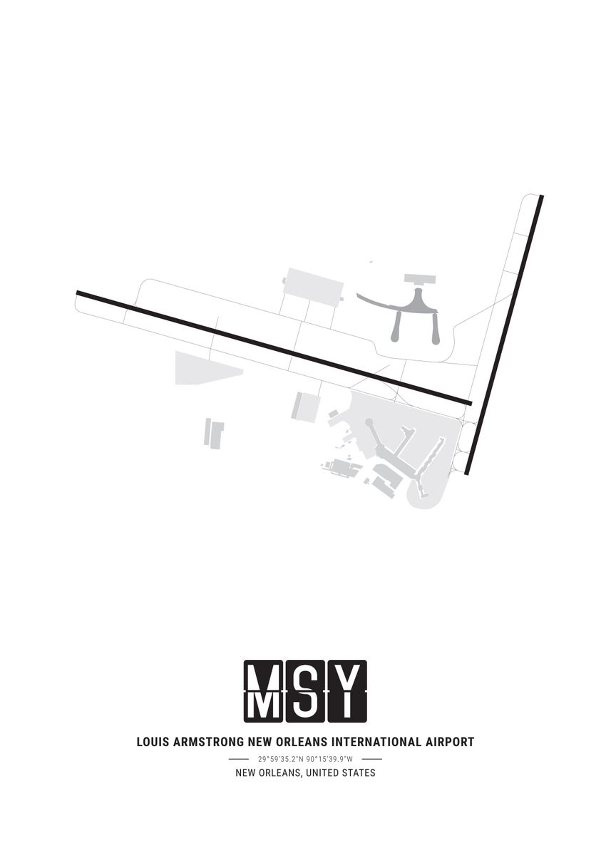 'Louis Armstrong New Orleans Airport Layout' Poster, picture, metal ...