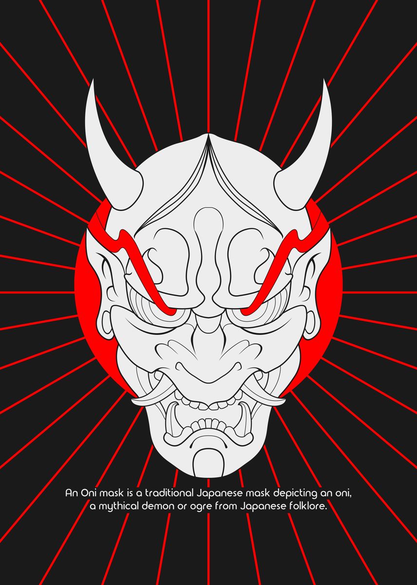 'Oni Mask Illustration' Poster, picture, metal print, paint by Farhan ...