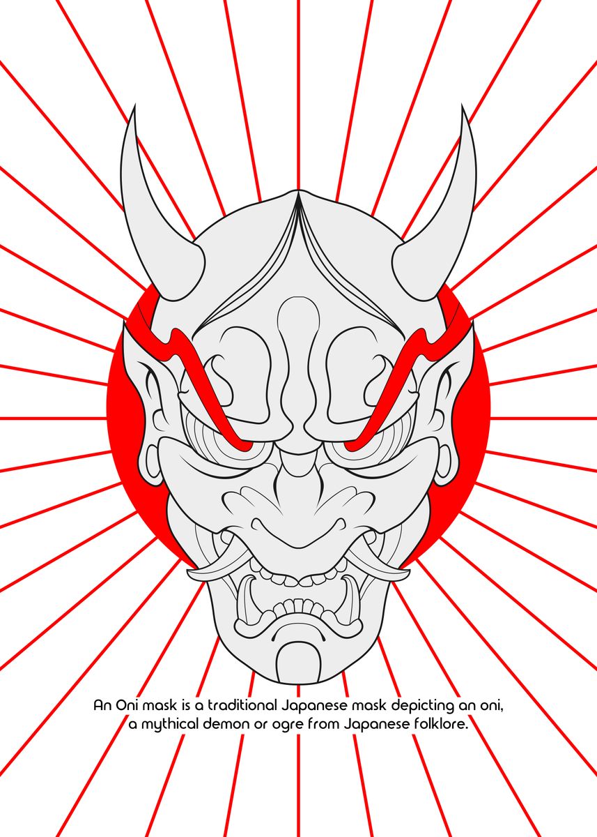 'Oni Mask Illustration' Poster, picture, metal print, paint by Farhan ...