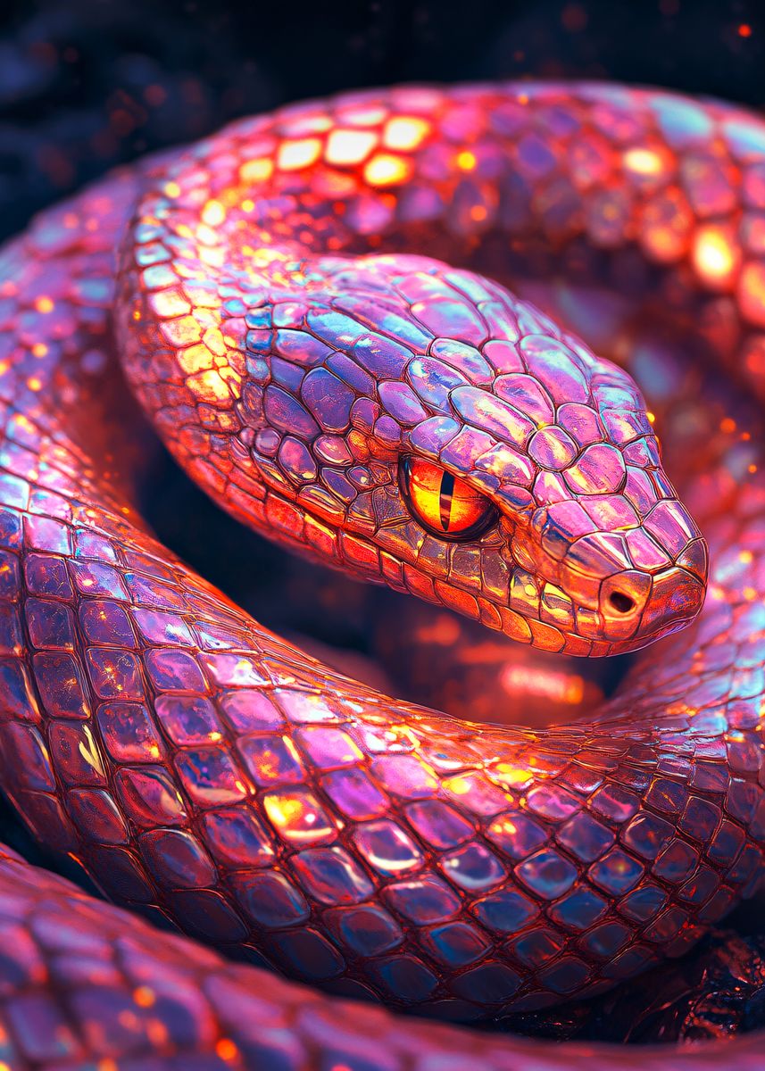 'Iridescent Snake' Poster, picture, metal print, paint by Leoni | Displate