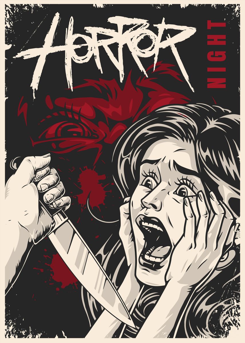 'Horror Night Poster' Poster, picture, metal print, paint by dkDesign ...