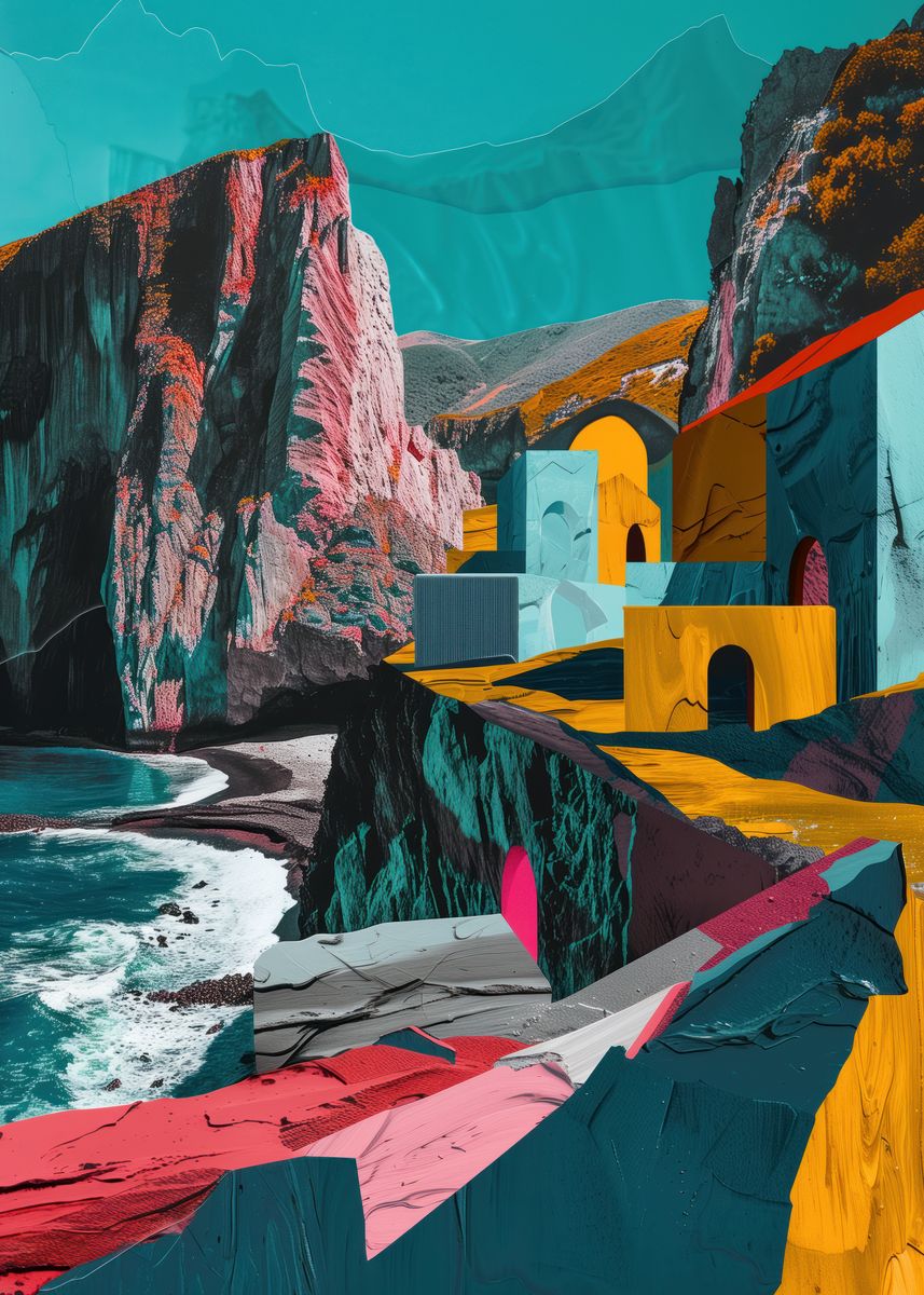'Abstract Coastal Landscape' Poster, picture, metal print, paint by ...
