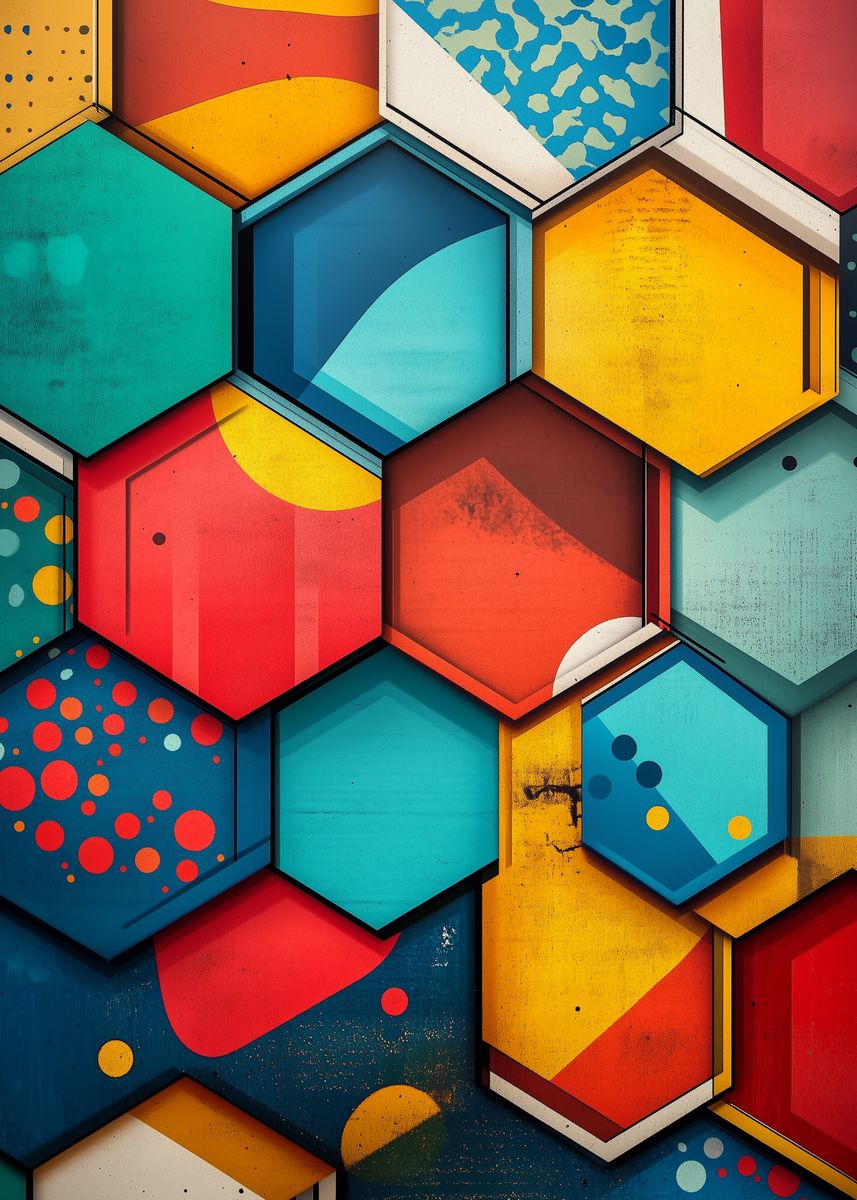 'Abstract Hexagon Pattern' Poster, picture, metal print, paint by ...