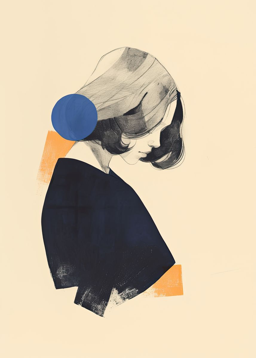 'Woman with Blue Circle' Poster, picture, metal print, paint by ...