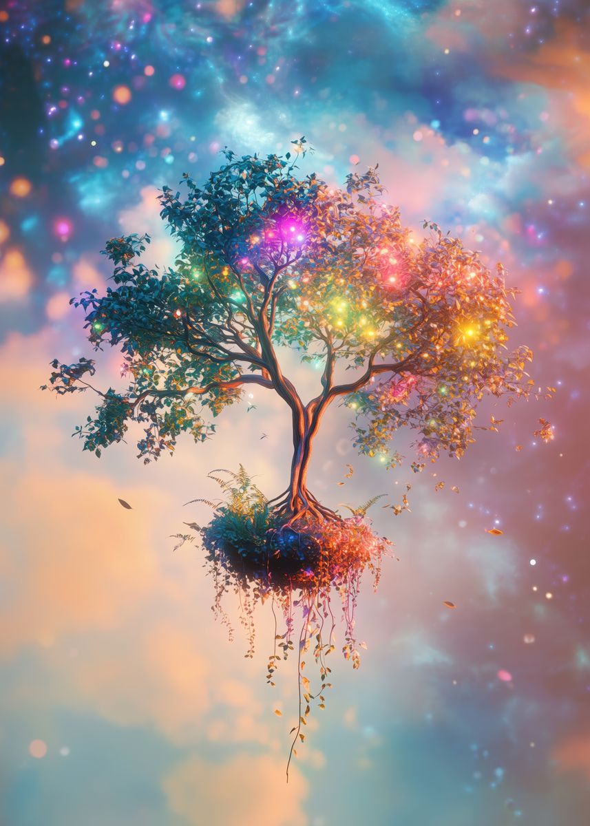 'Floating Tree with Lights' Poster, picture, metal print, paint by ...