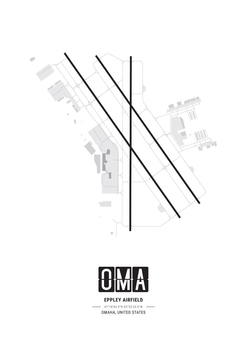 'Omaha Airport Layout' Poster, picture, metal print, paint by ...
