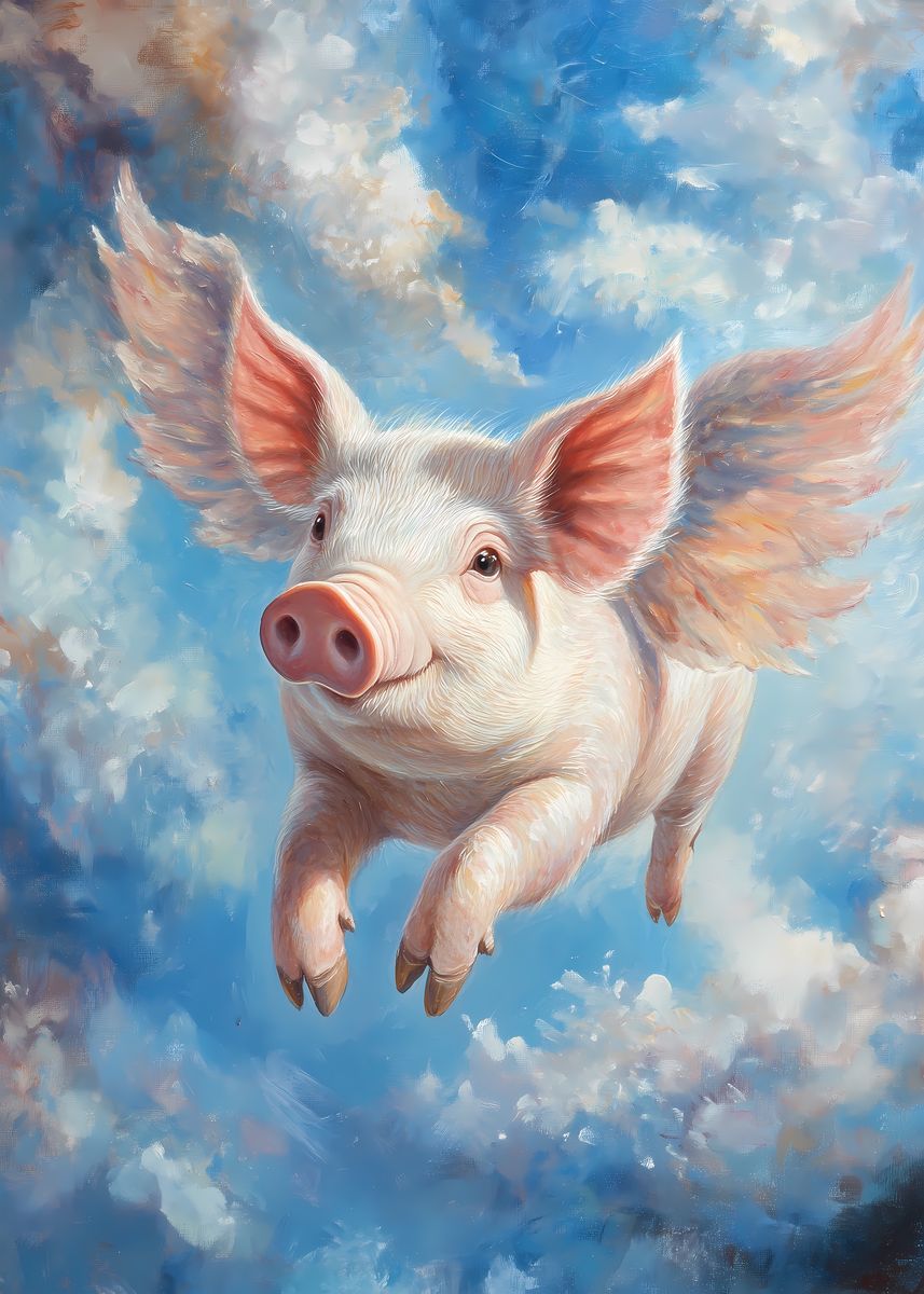 'Flying Pig Painting' Poster, picture, metal print, paint by Toko Diwan ...