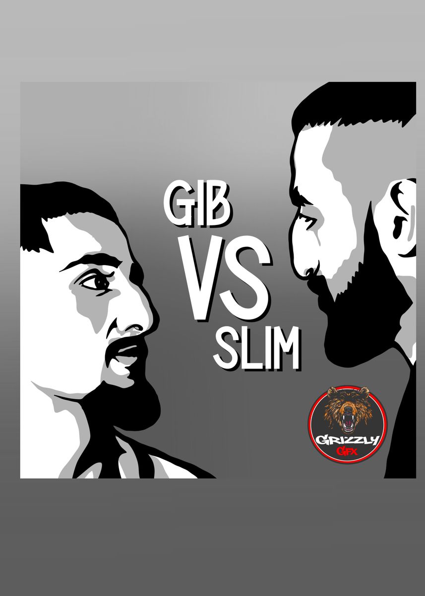 'Gib vs Slim Fight Poster' Poster, picture, metal print, paint by ...