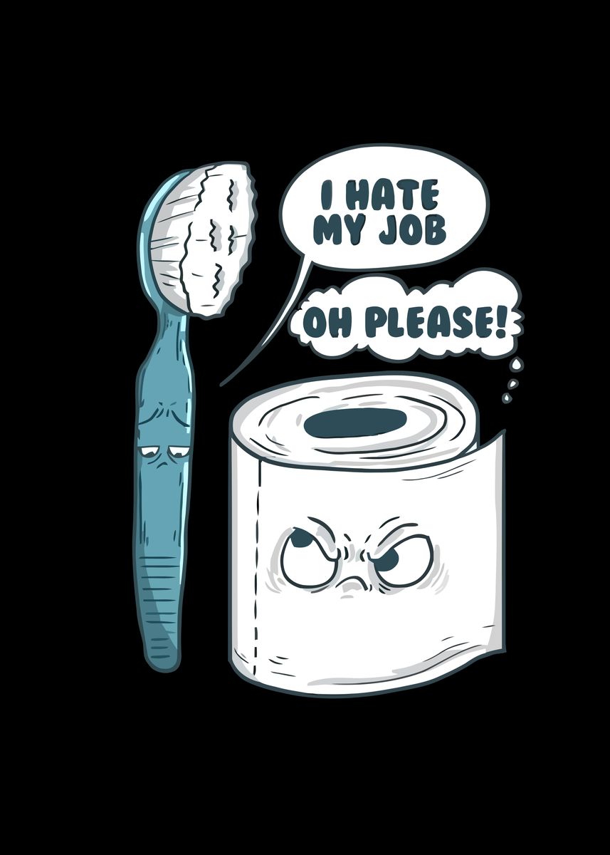 'Toothbrush and Toilet Paper' Poster, picture, metal print, paint by ...