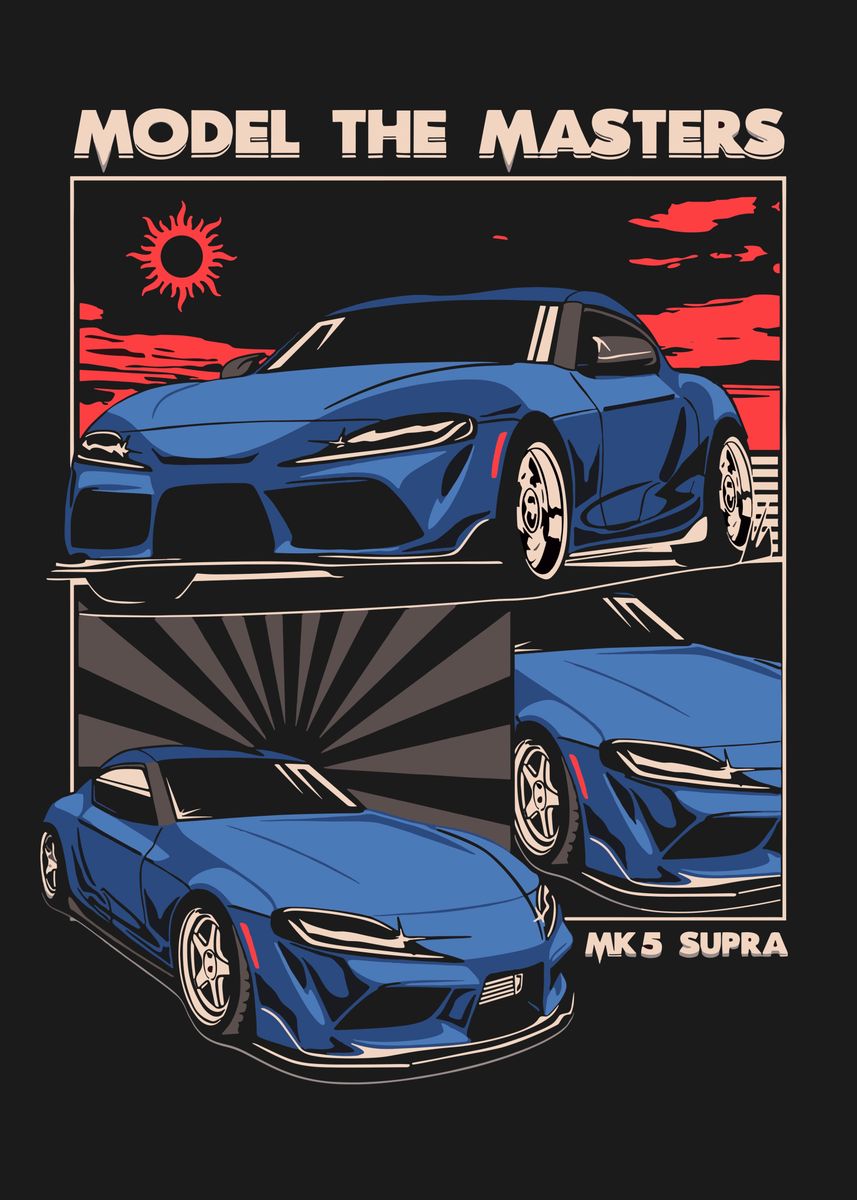 'MK5 Supra Car Illustration' Poster, picture, metal print, paint by ...