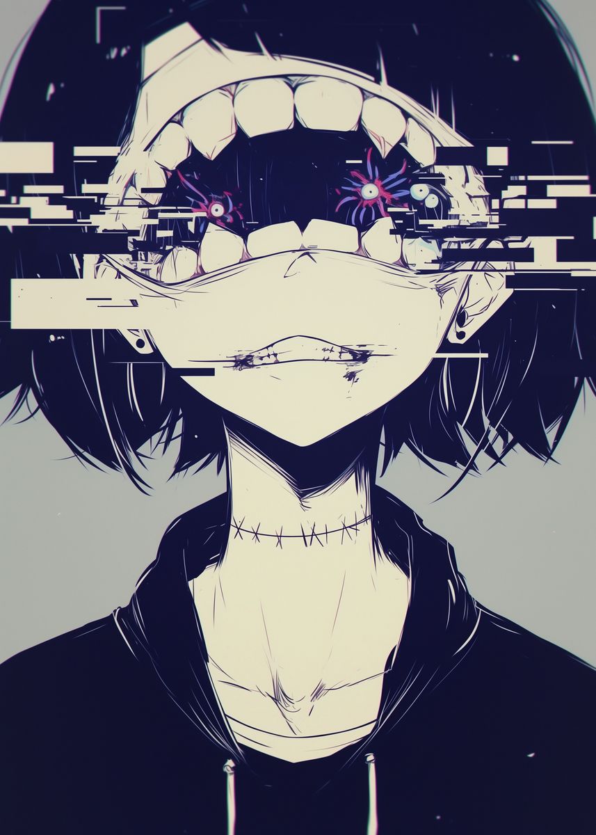 'Distorted Anime Girl' Poster, picture, metal print, paint by Sumi ...