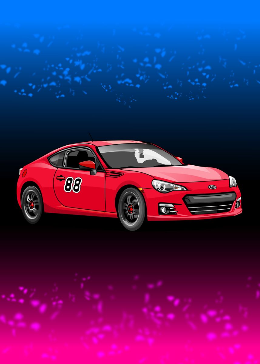 'Red Subaru BRZ' Poster, picture, metal print, paint by Dede Wiradinata ...
