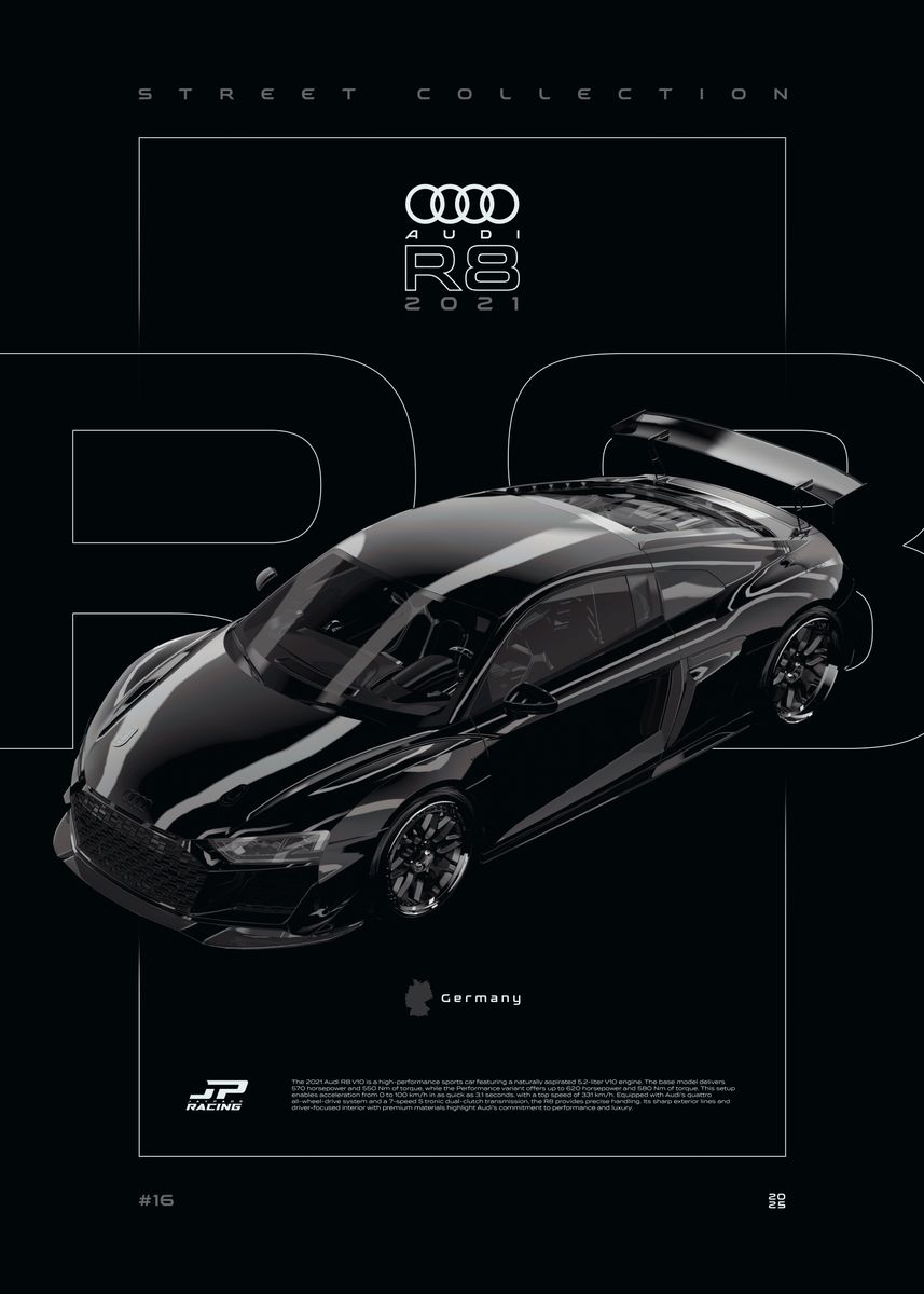 'Audi R8 2021' Poster, picture, metal print, paint by Jaypads | Displate