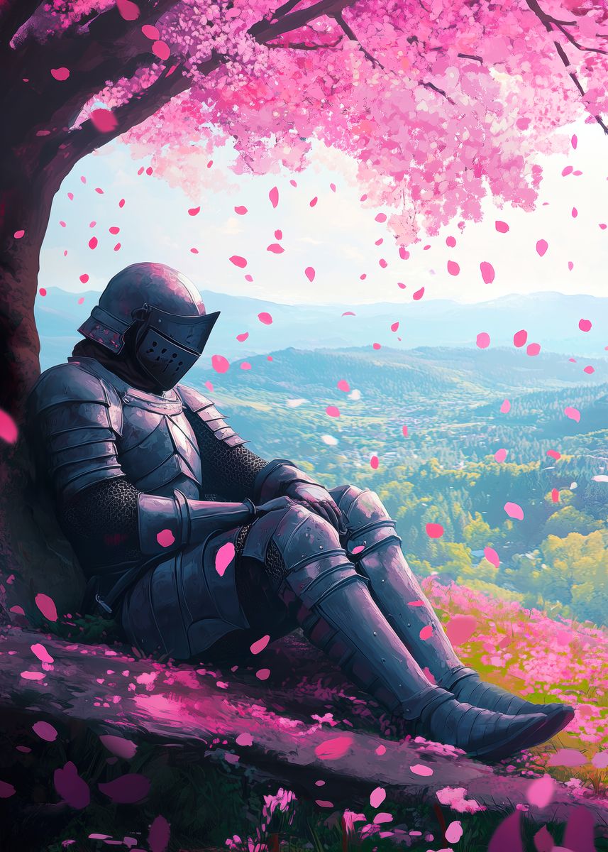 'Cherry Blossom Knight' Poster, picture, metal print, paint by Creative ...