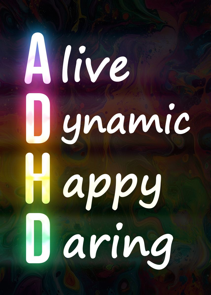 'ADHD Positive Affirmation' Poster, picture, metal print, paint by ...