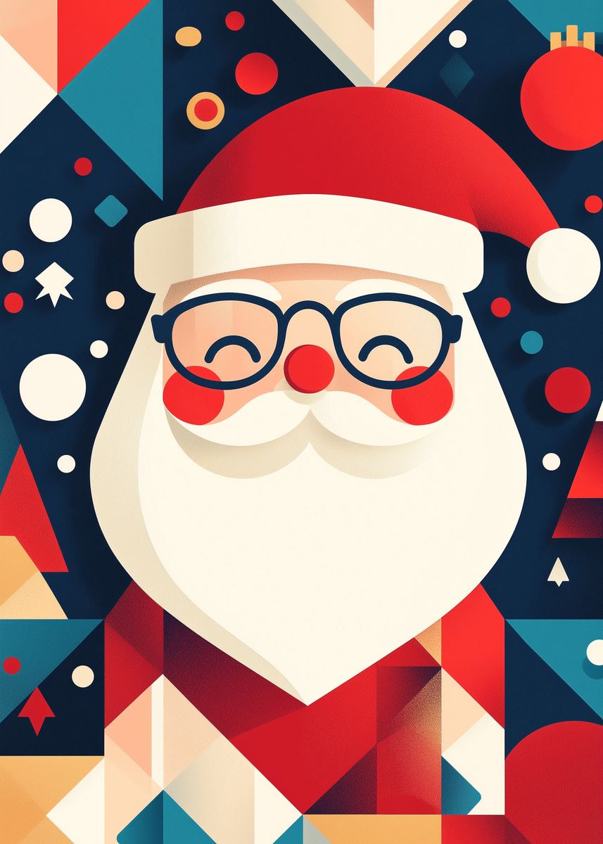 'Geometric Santa Claus' Poster, picture, metal print, paint by der ...