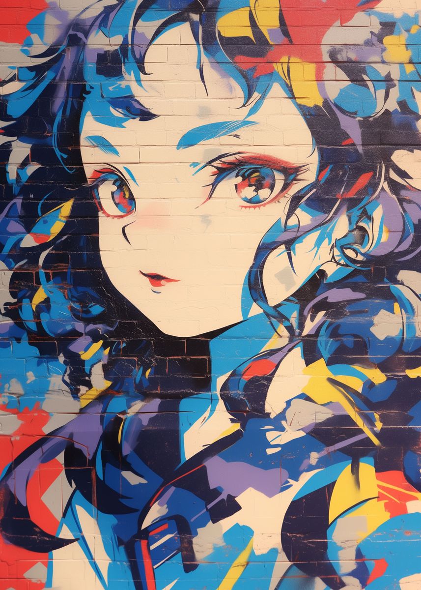 'Anime Girl Graffiti' Poster, picture, metal print, paint by Tomorrow ...
