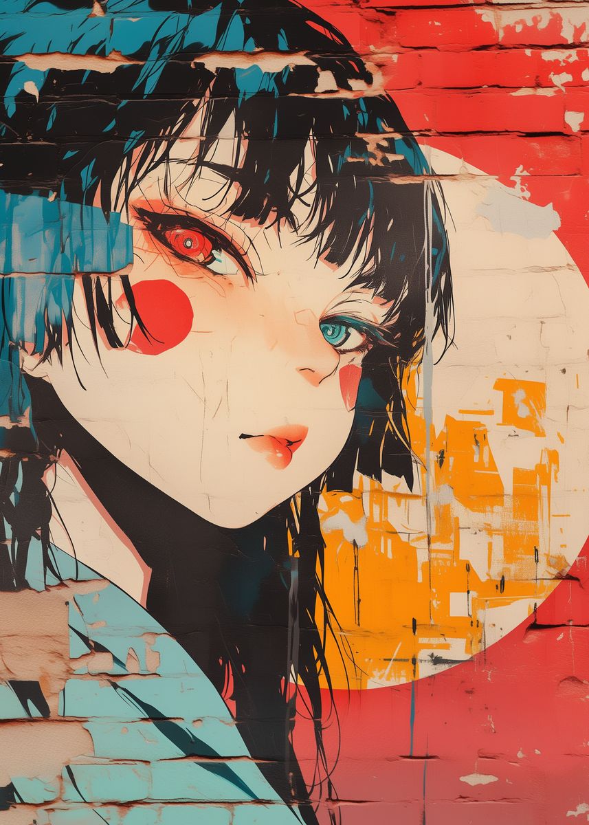 'Anime Girl Graffiti' Poster, picture, metal print, paint by Tomorrow ...