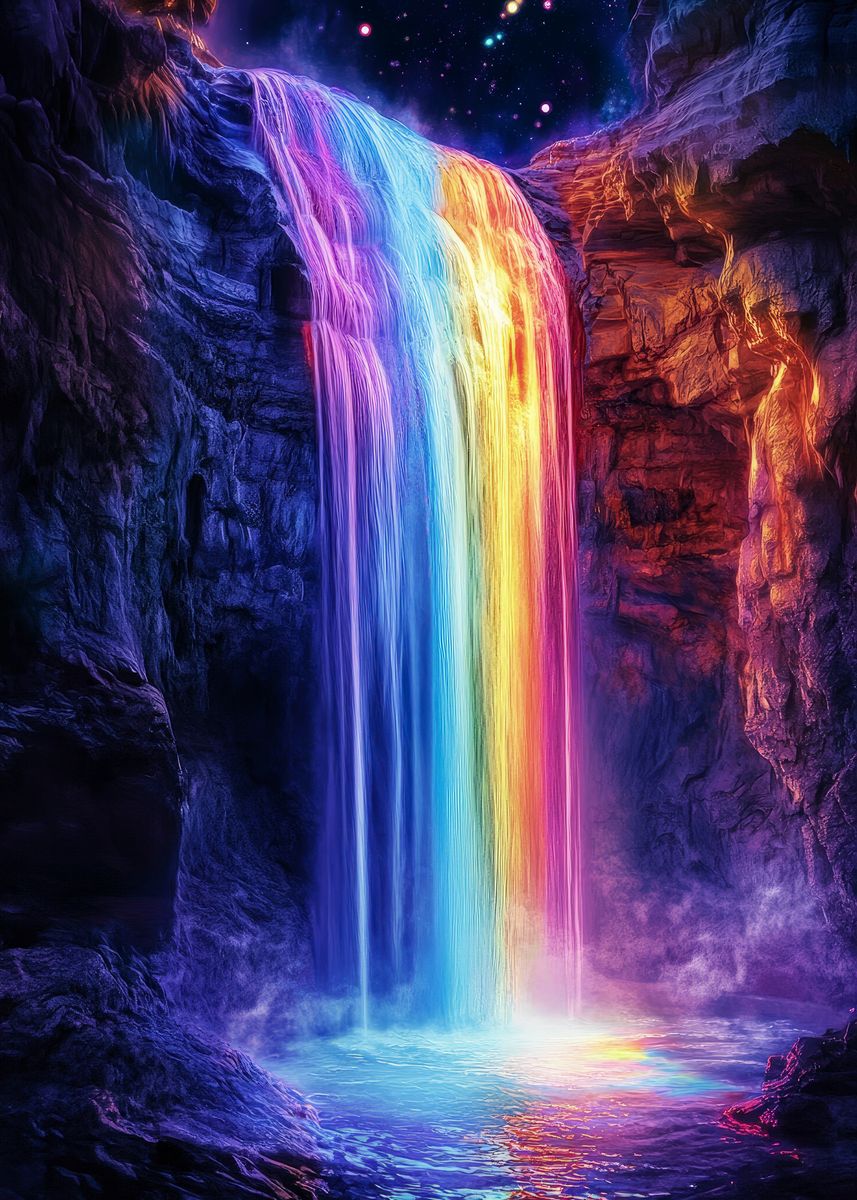 'Rainbow Waterfall' Poster, picture, metal print, paint by Usama Design ...