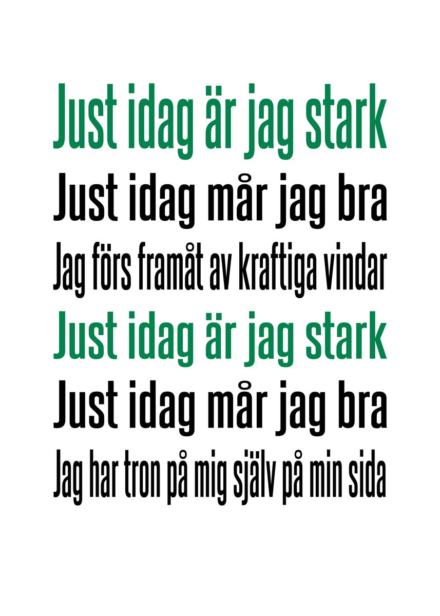 'Just idag är jag stark Stockholm' Poster, picture, metal print, paint ...