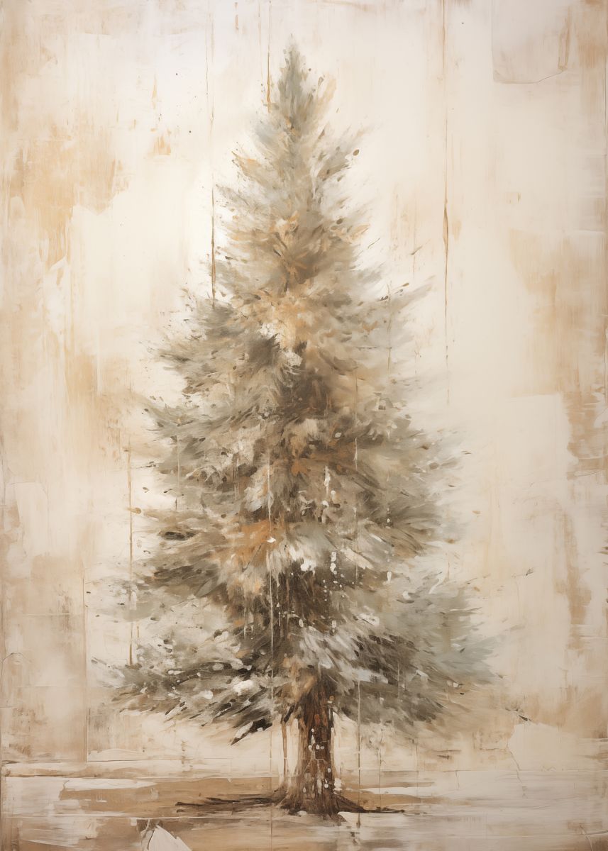 'Single Pine Tree Painting' Poster, picture, metal print, paint by ...