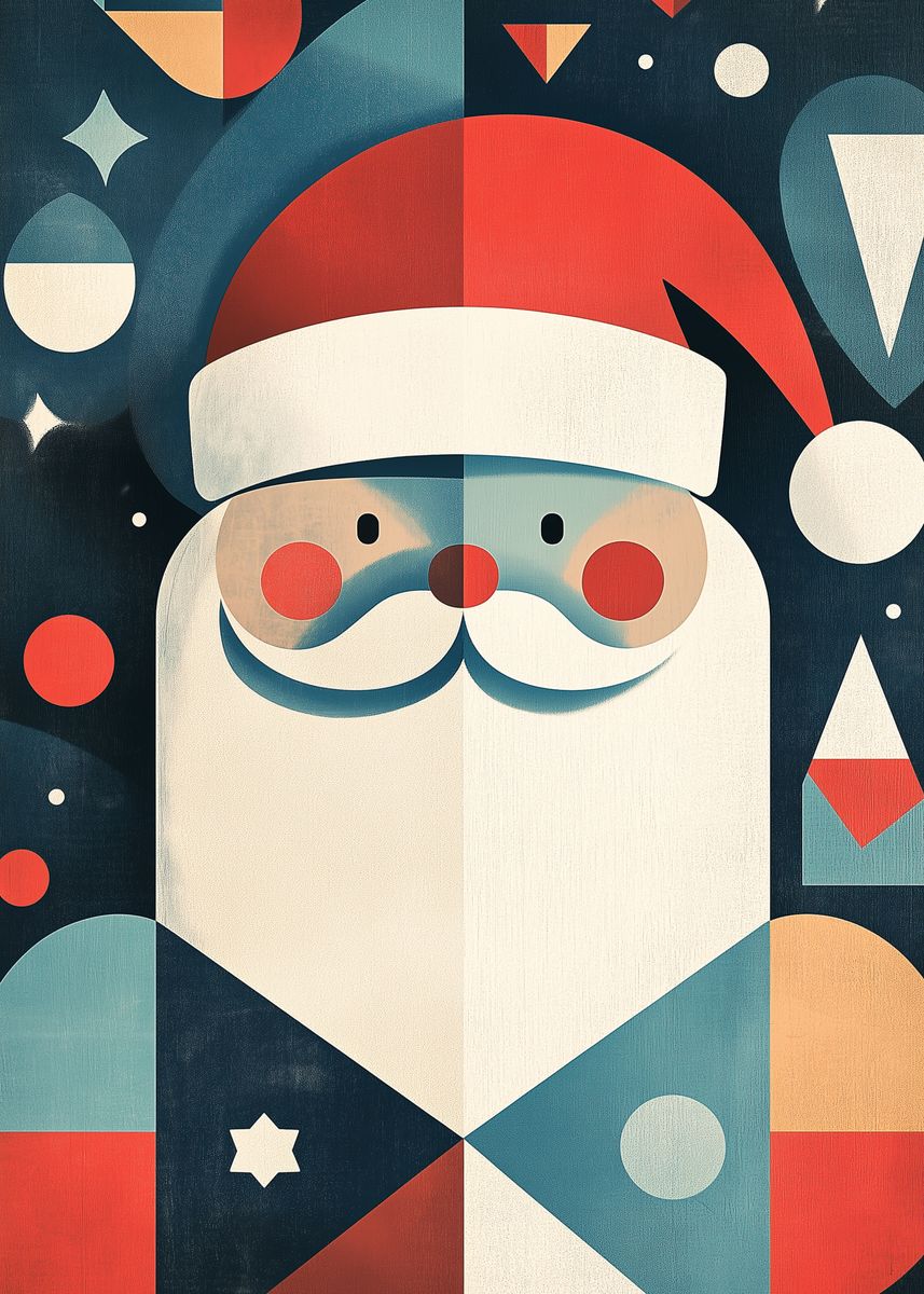 'Geometric Santa Claus' Poster, picture, metal print, paint by der ...