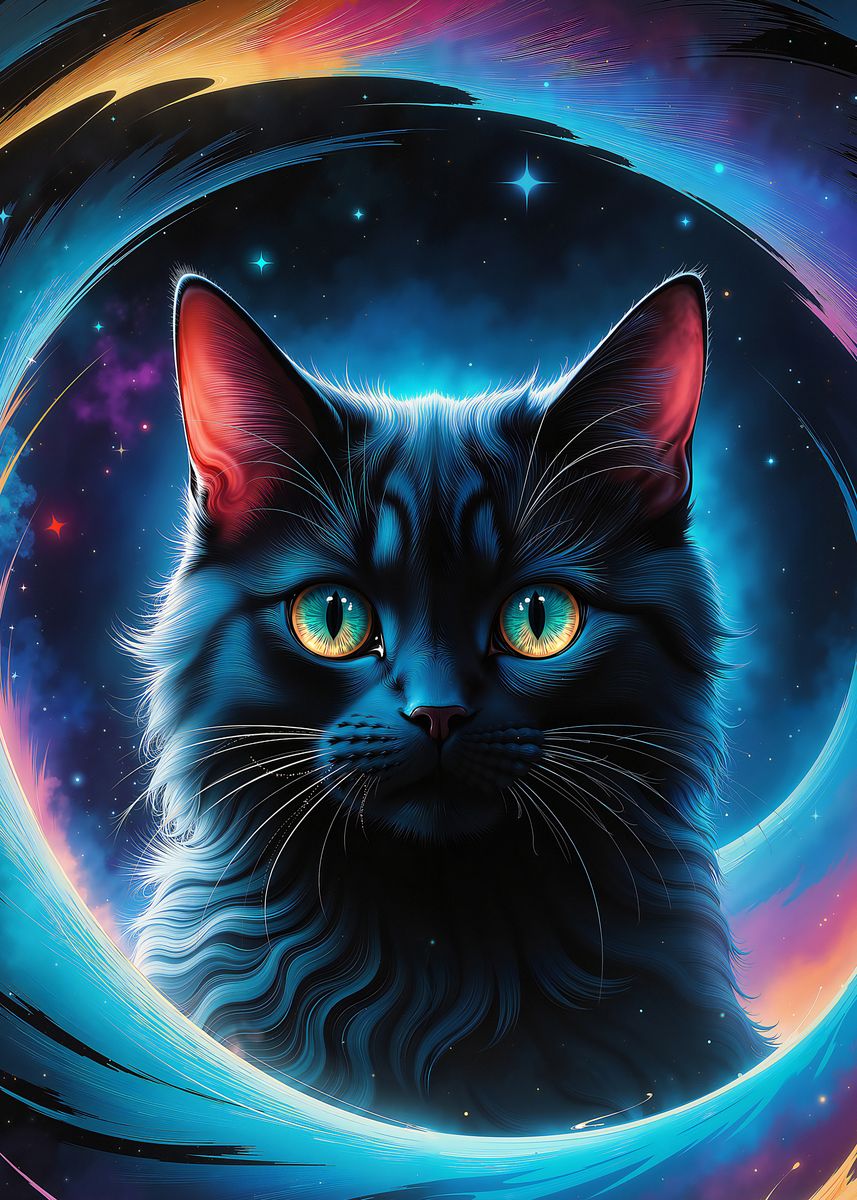 'Space Cat' Poster, picture, metal print, paint by AnnArtshock Pavlova ...