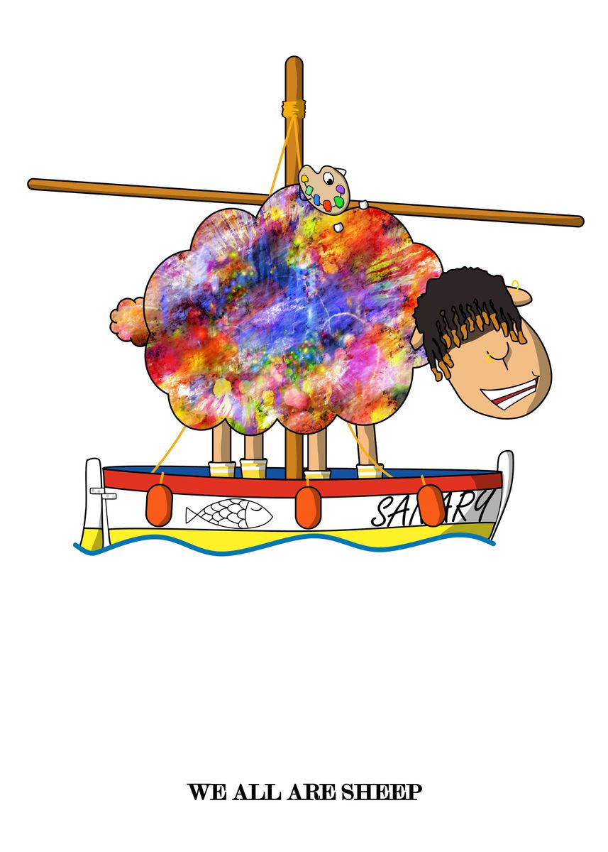 'Sheep Boat Art Print' Poster, picture, metal print, paint by trevpar ...