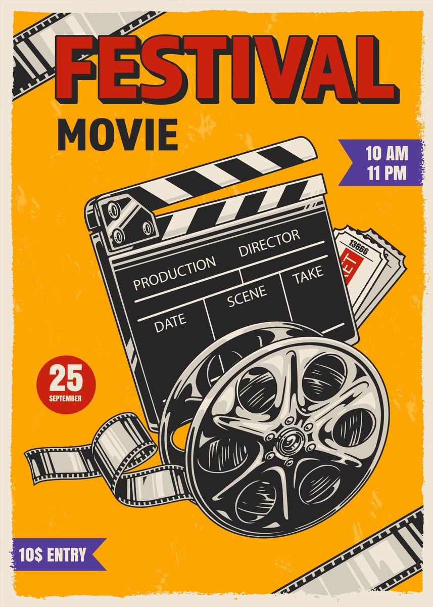 'Movie Festival Poster' Poster, picture, metal print, paint by dkDesign ...