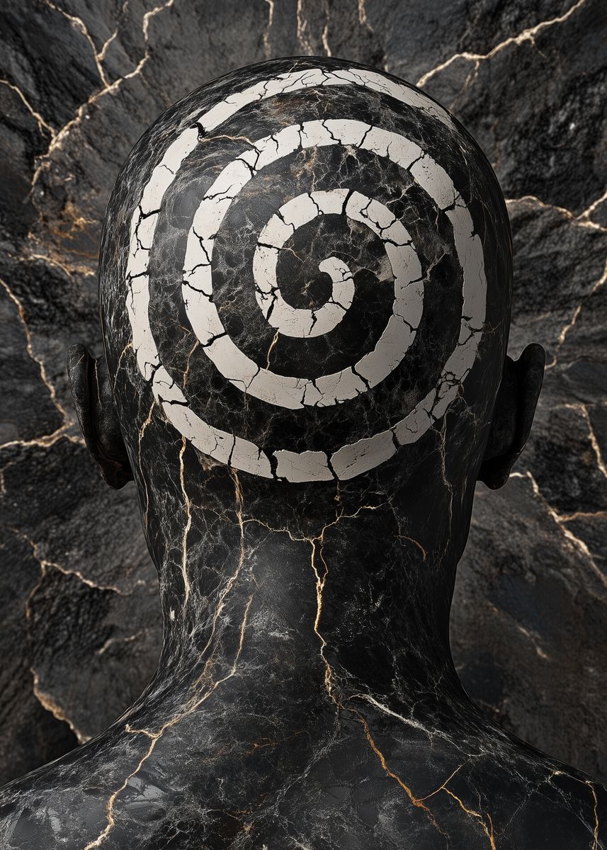 'Cracked Head with Spiral' Poster, picture, metal print, paint by ...