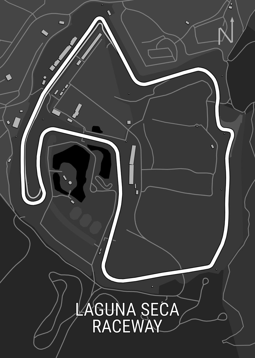 'Laguna Seca Raceway Map' Poster, picture, metal print, paint by Sam ...