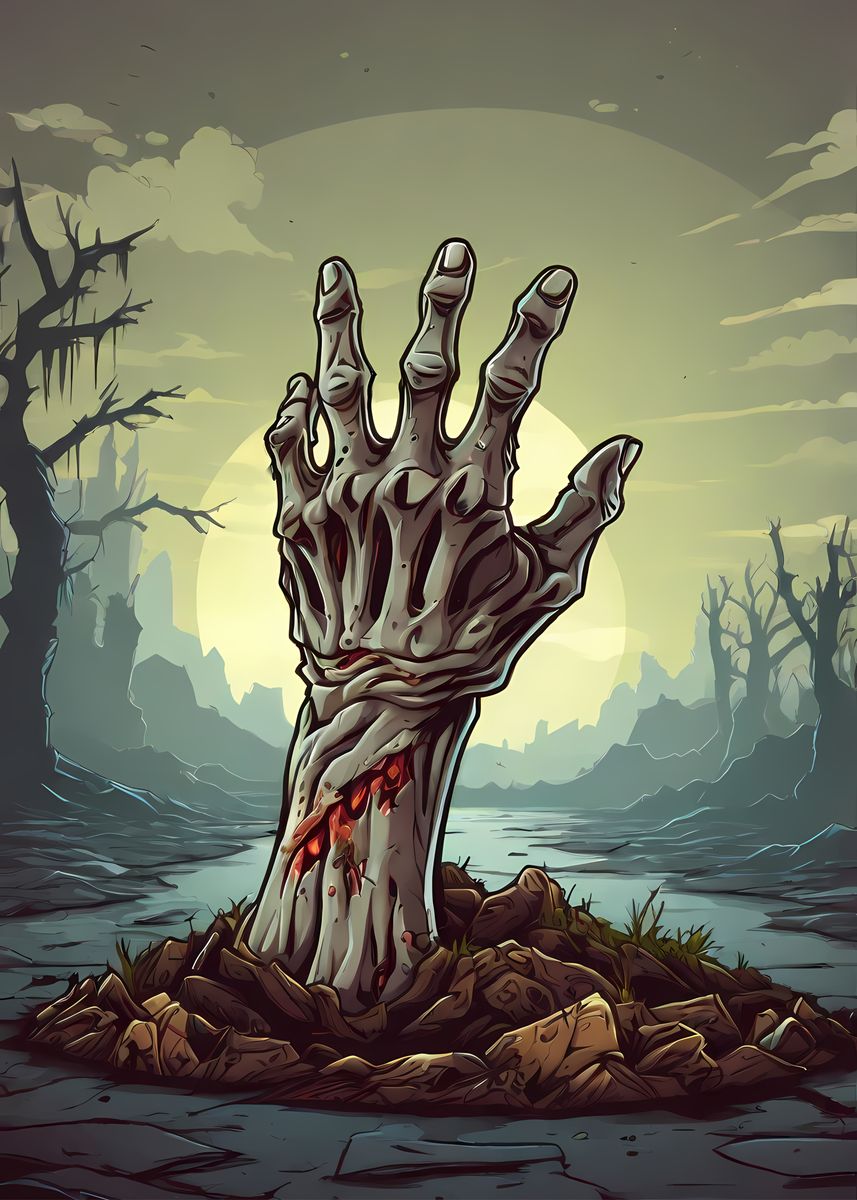 'Zombie Hand Reaching Up' Poster, picture, metal print, paint by Metal ...