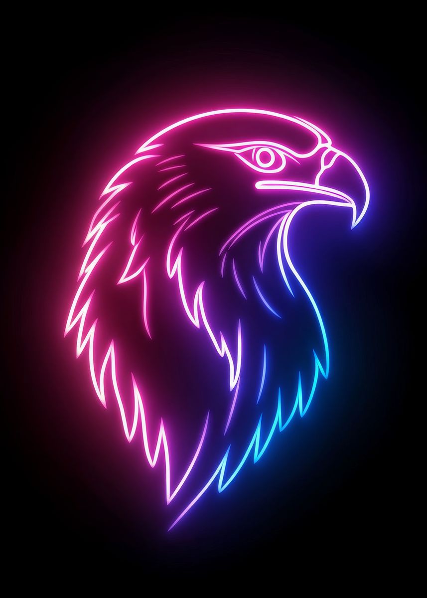 'Neon Eagle Head' Poster, picture, metal print, paint by Lily Rose ...
