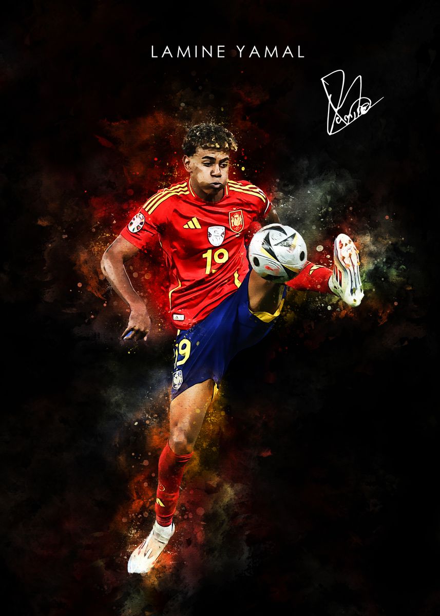'Lamine Yamal Soccer Art' Poster, picture, metal print, paint by HANA ...