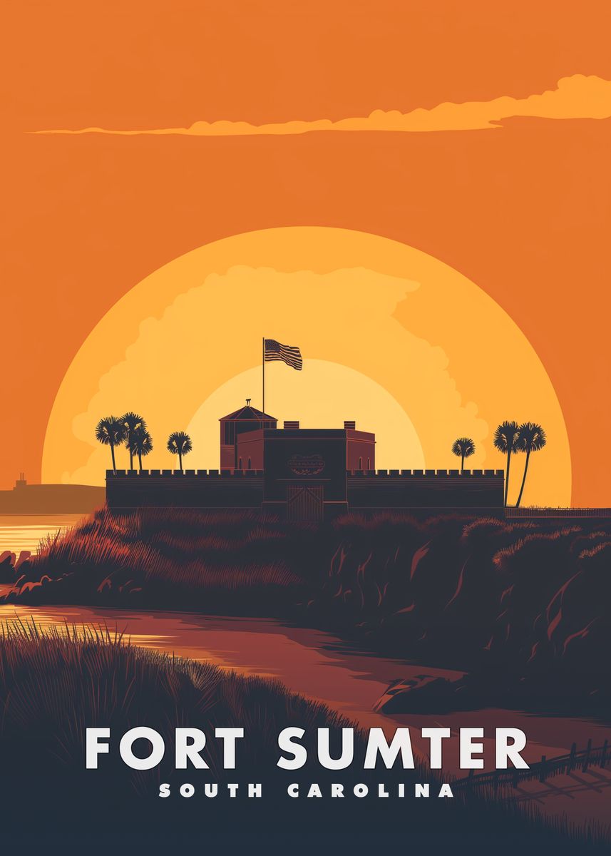 'Fort Sumter Sunset' Poster, picture, metal print, paint by Pitch ...