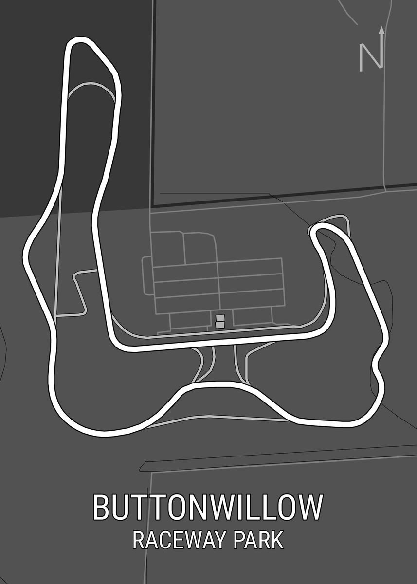 'Buttonwillow Raceway Park Map' Poster, picture, metal print, paint by ...