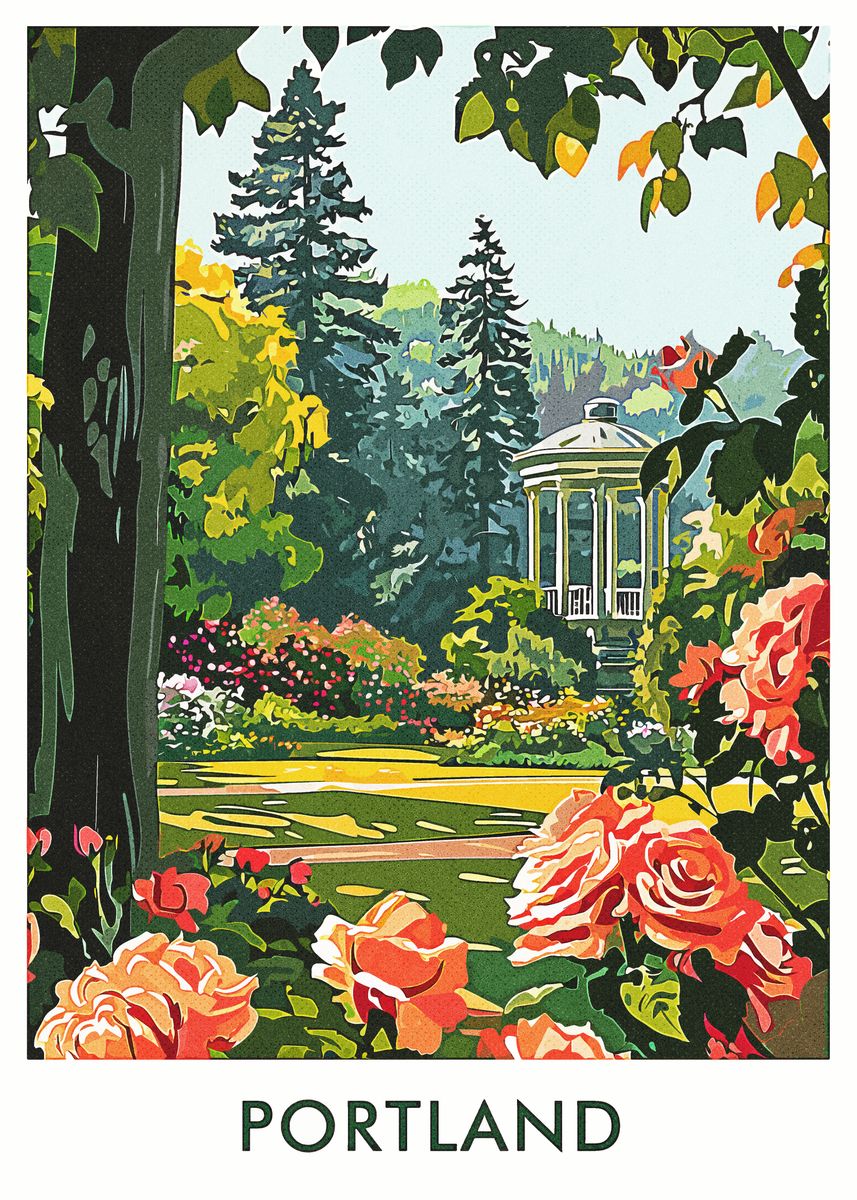 'Portland Rose Garden' Poster, picture, metal print, paint by oconkath ...