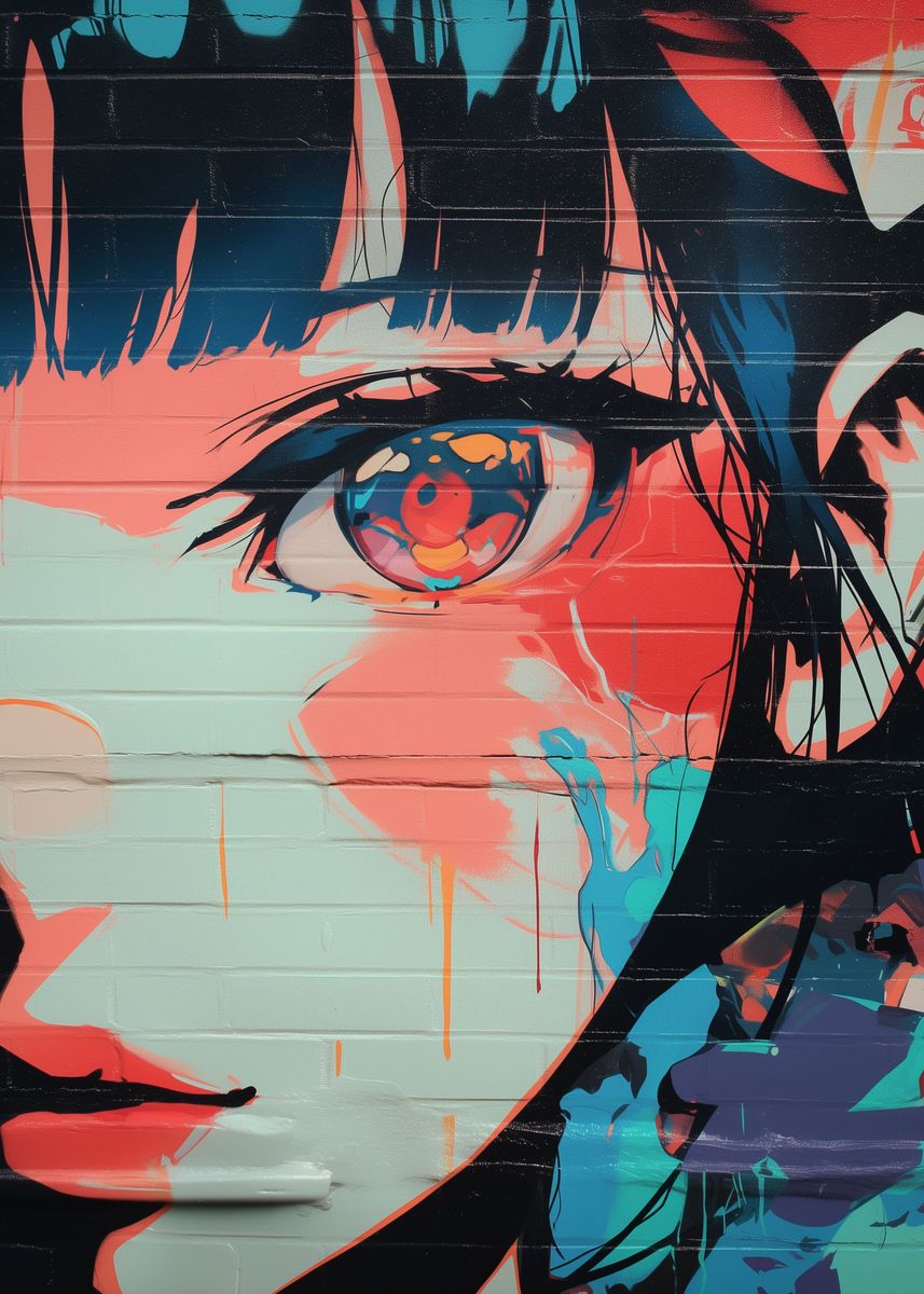 'Anime Girl Graffiti' Poster, picture, metal print, paint by Tomorrow ...