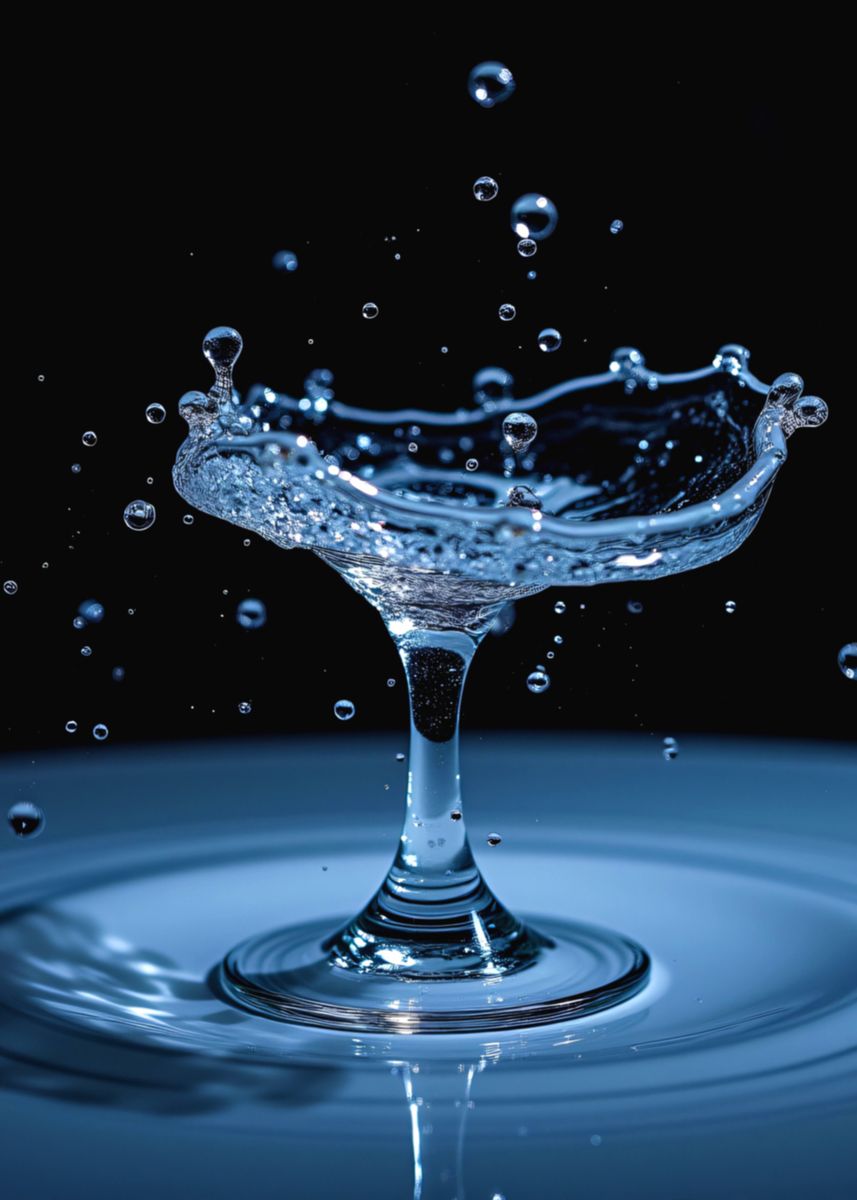 'Water Glass Drop Splash' Poster, picture, metal print, paint by Isaac ...