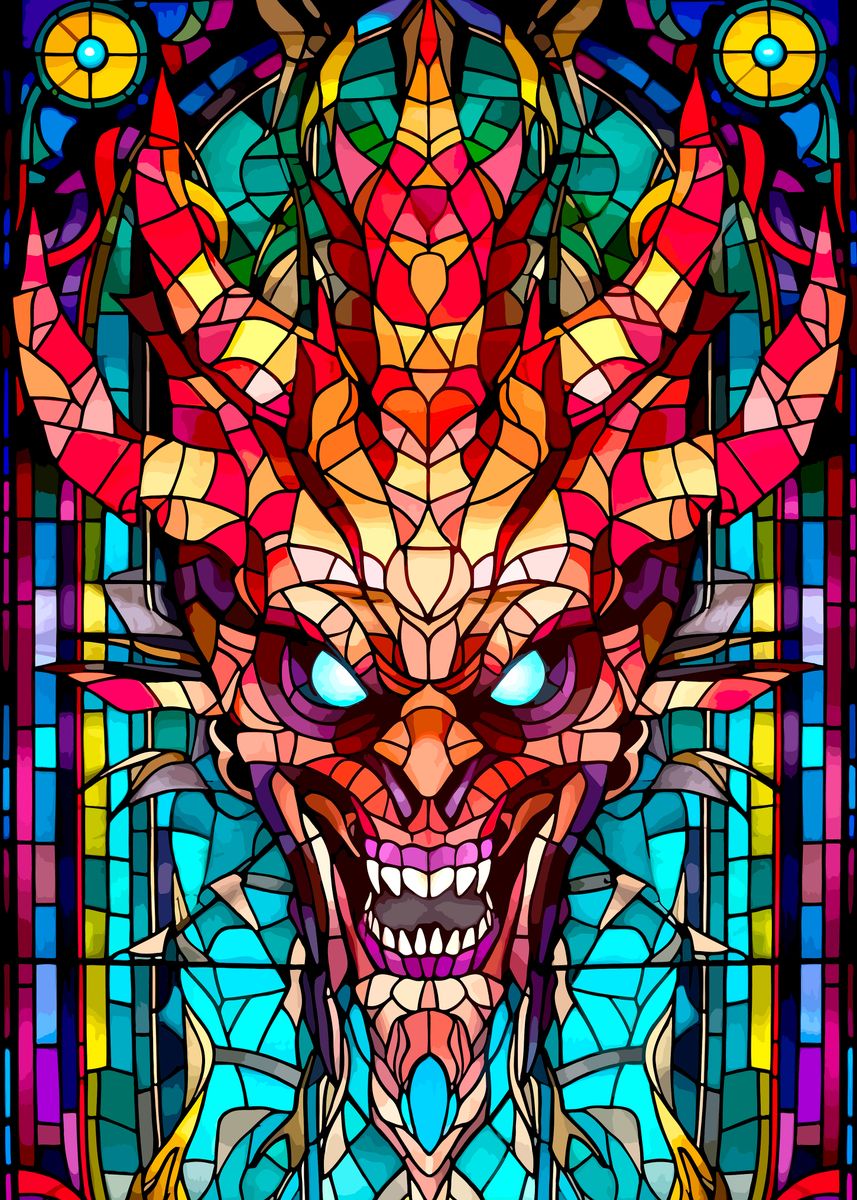 'Stained Glass Demon' Poster, picture, metal print, paint by P Art ...